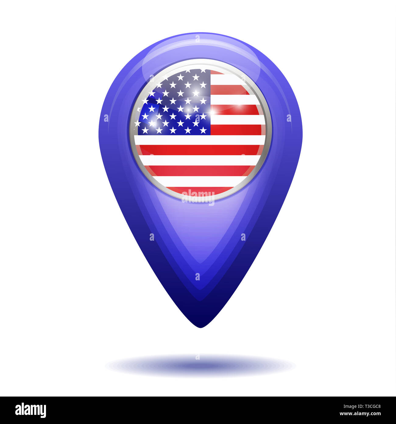 Bright map icon with map of USA. Location Icon illustration Stock Photo ...