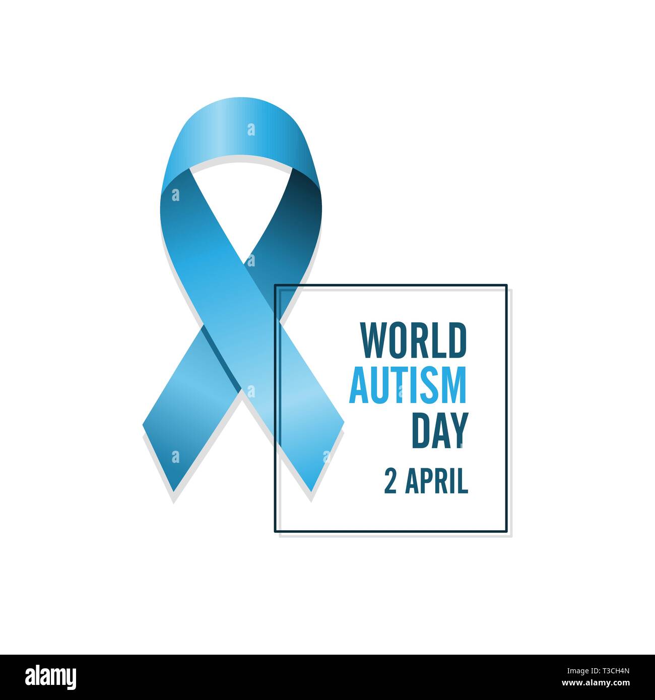 Blue autism ribbon and date. International autism awareness day. 2 ...