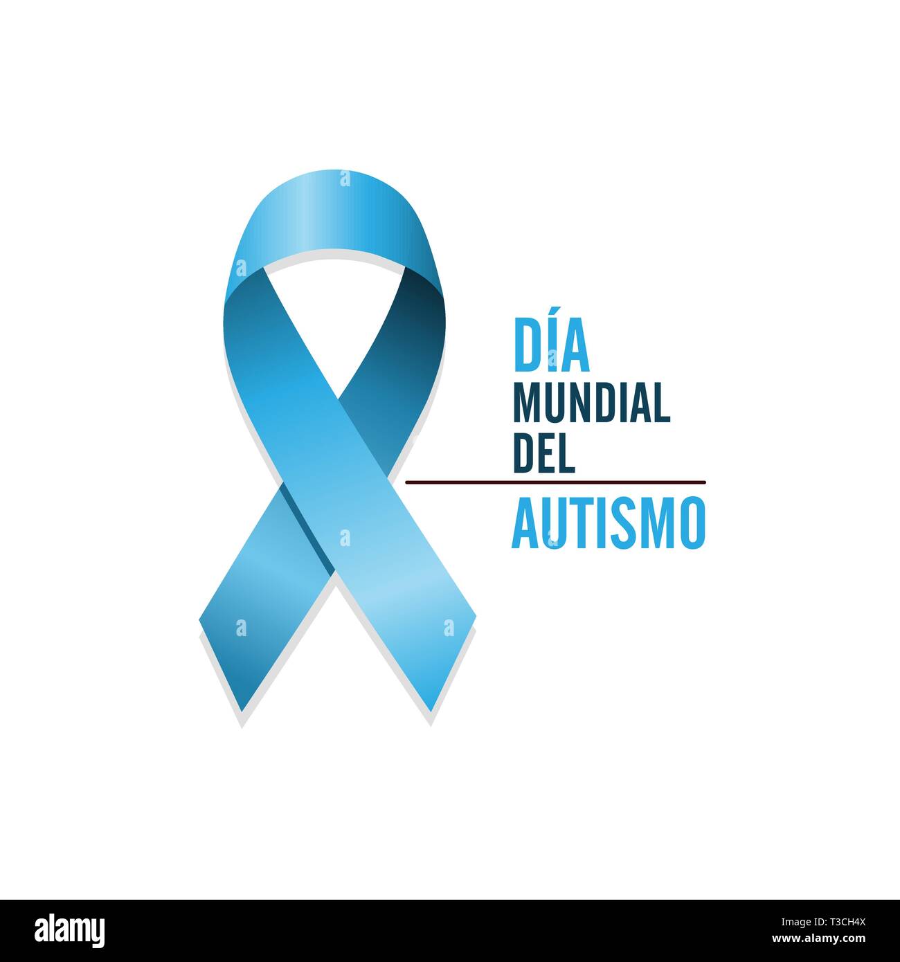 Blue autism ribbon with spanish text. International autism awareness ...
