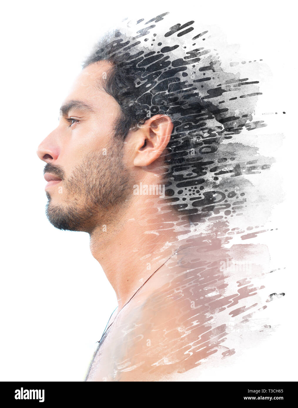 Portrait photography blends in with original artwork Stock Photo - Alamy