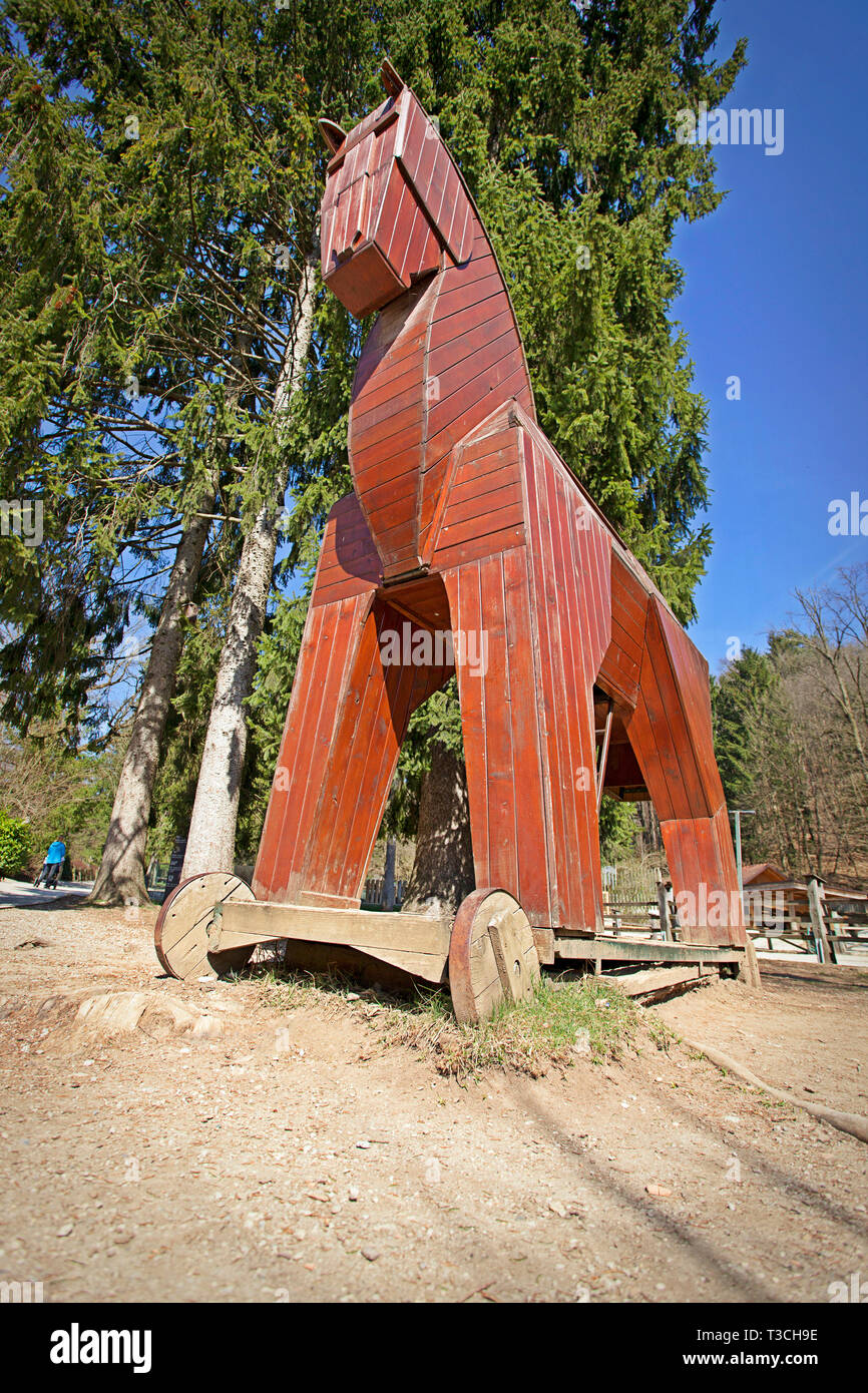 Small Trojan horse replica at the Ljubljana Zoo Stock Photo - Alamy