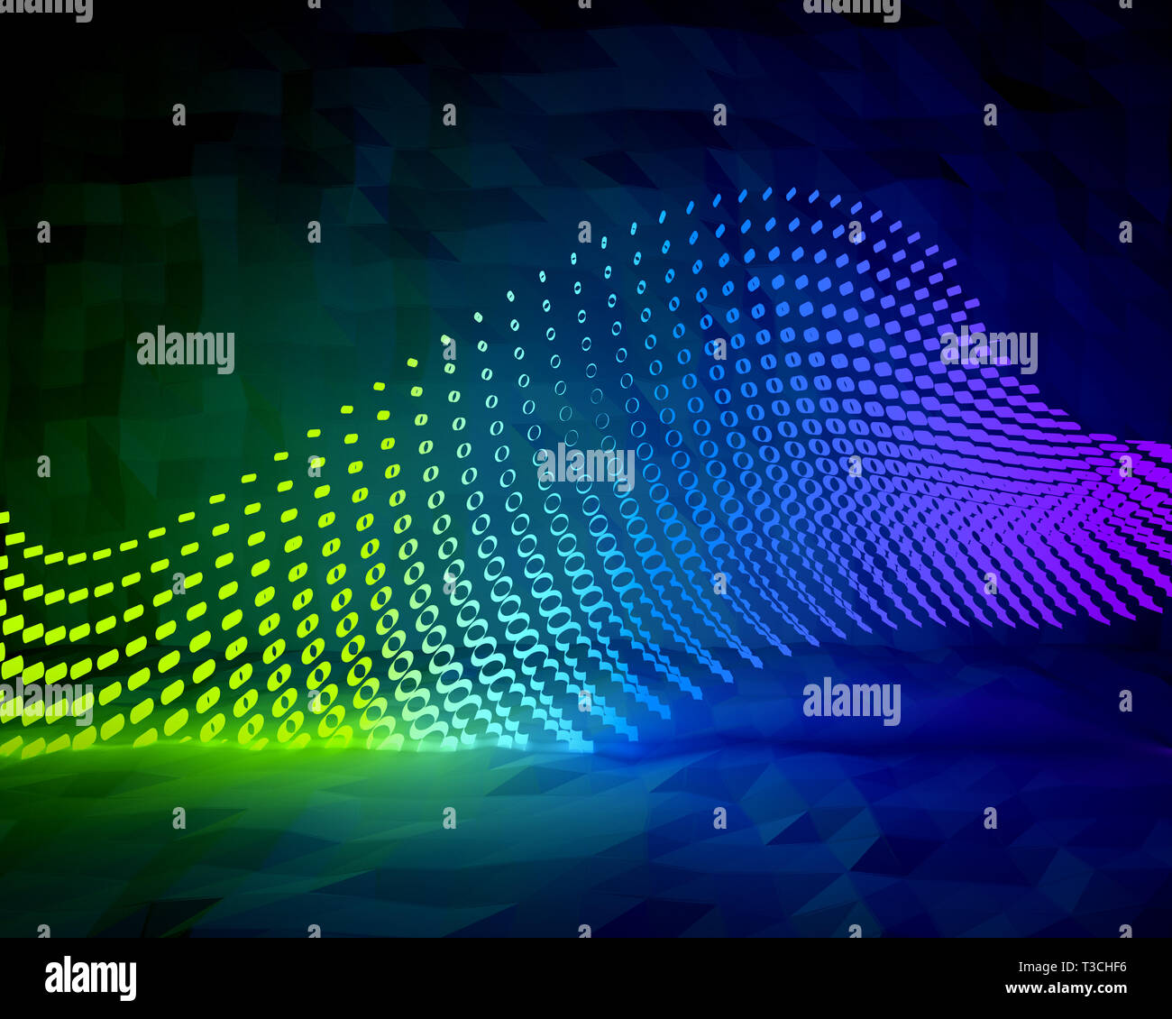 Shining halftone abstact background in the dark space. 3D render ...