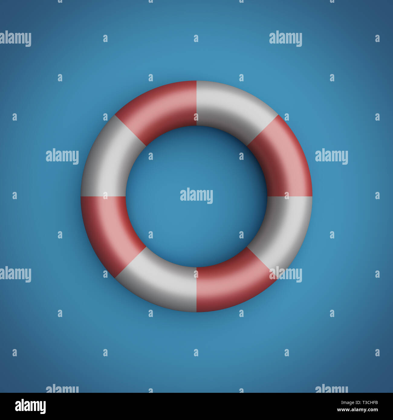 Rescue ring on the blue background. Pastel colors. 3D render ...