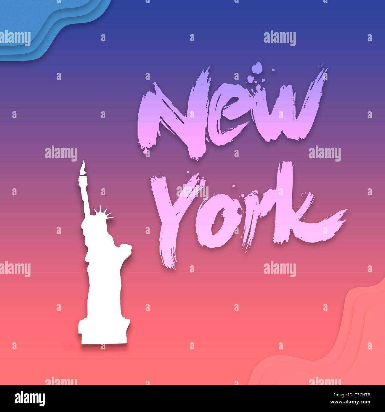 New York hand written lettering for card, flat clip art Modern brush ...