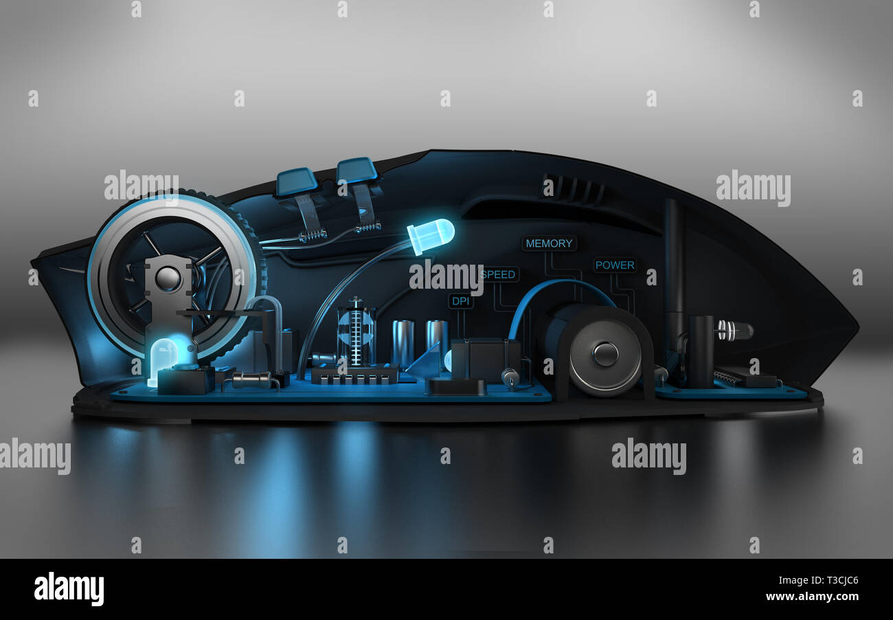 fantastic computer mouse in the cutaway. 3d rendering Stock Photo - Alamy