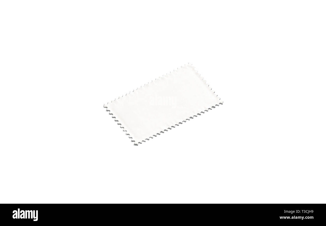 Blank white rectangular postage stamp mockup, isolated, depth of field ...
