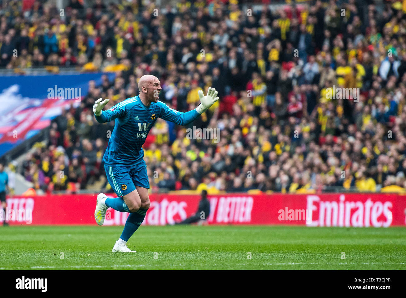 LONDON, ENGLAND - APRIL 07: John Ruddy of Wolverhampton Wanderers ...