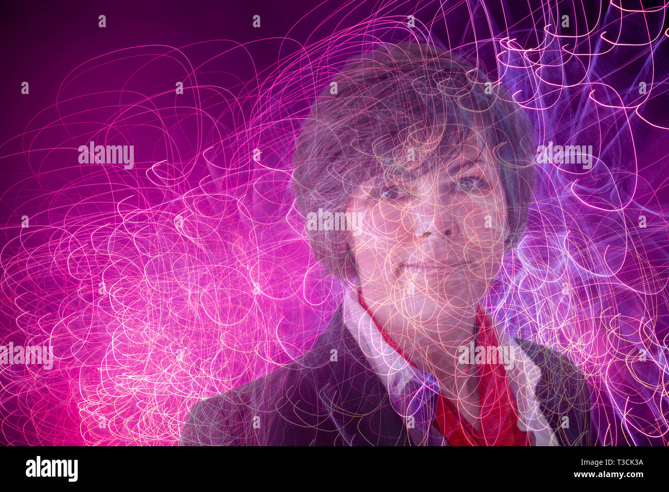 Woman With Light Effect in Switzerland Stock Photo - Alamy