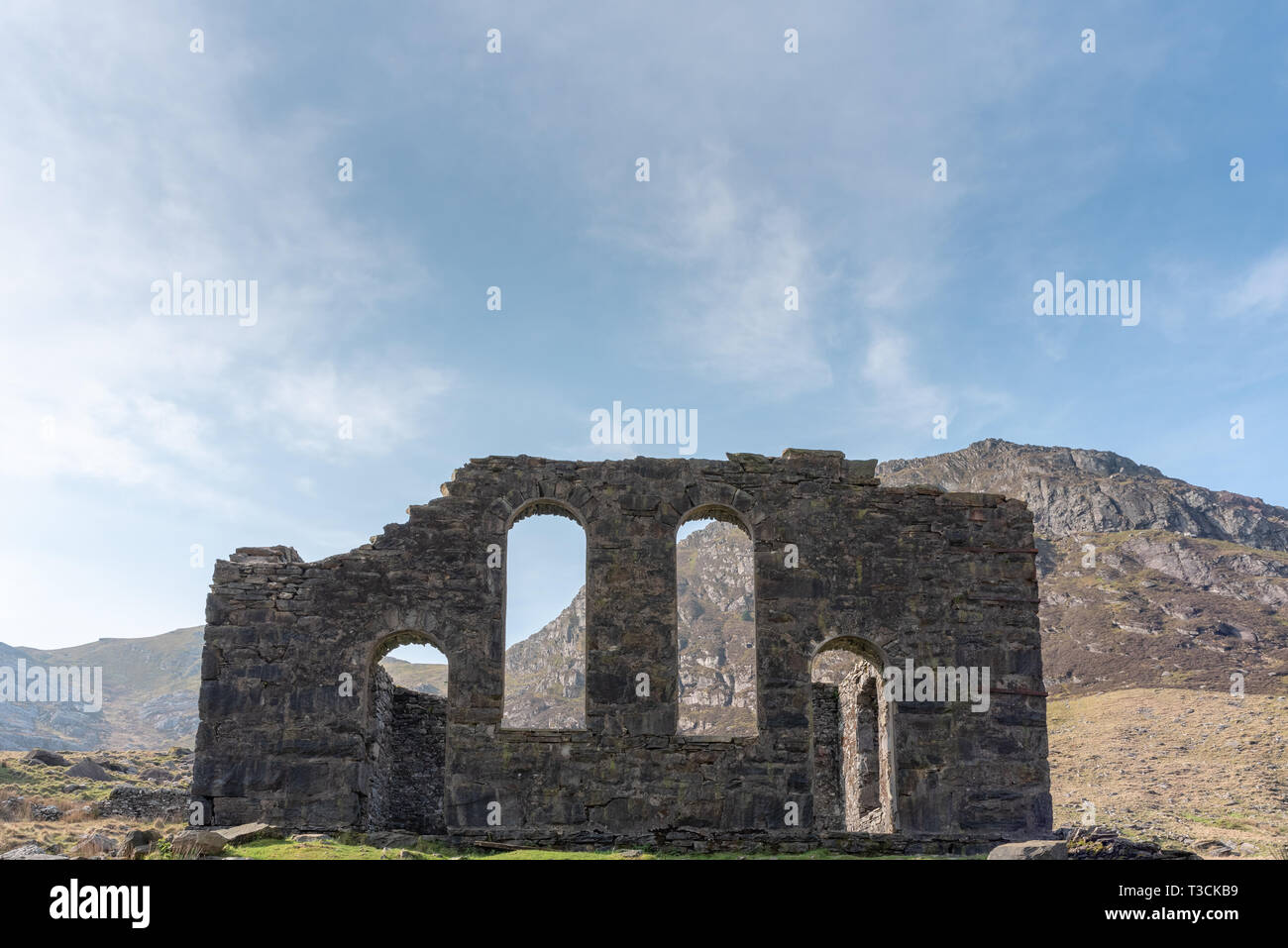 The abandoned Cwmorthin Terrace and Rhosydd Slate Quarry at Blaenau ...