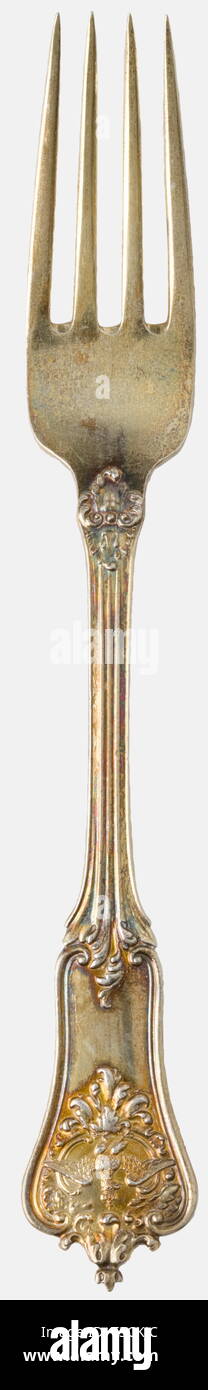 Kaiser Wilhelm II, 18 pieces from the golden Rococo table silver 18 ...