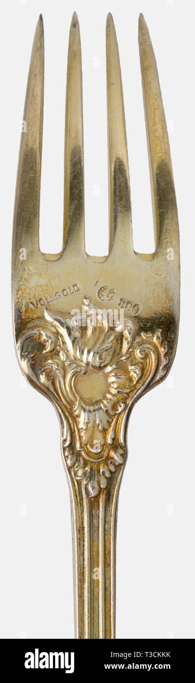 Kaiser Wilhelm II, 18 pieces from the golden Rococo table silver 18 ...