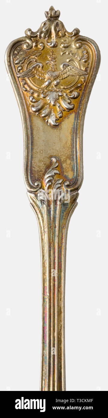 Kaiser Wilhelm II, 18 pieces from the golden Rococo table silver 18 ...