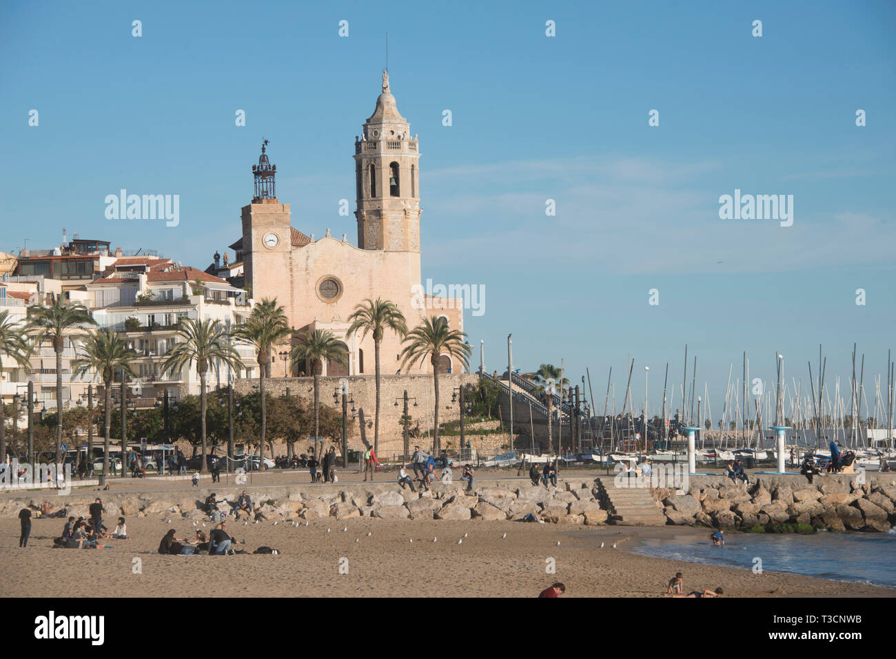 Iglesia de San Bartolomé y Santa Tecla - church in Sitges Stock Photo ...