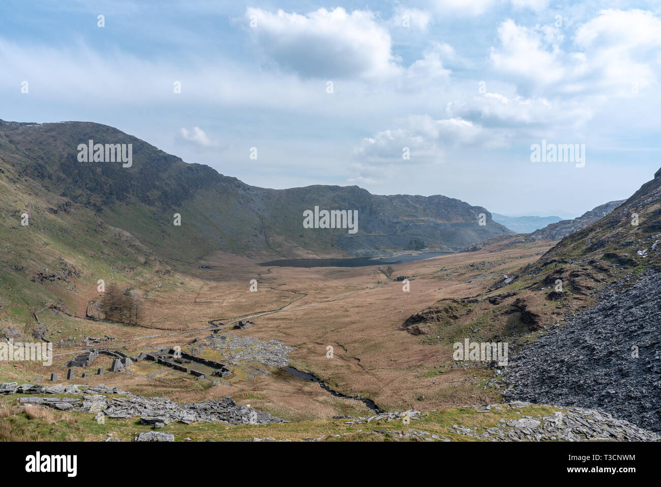 The abandoned Cwmorthin Terrace and Rhosydd Slate Quarry at Blaenau ...