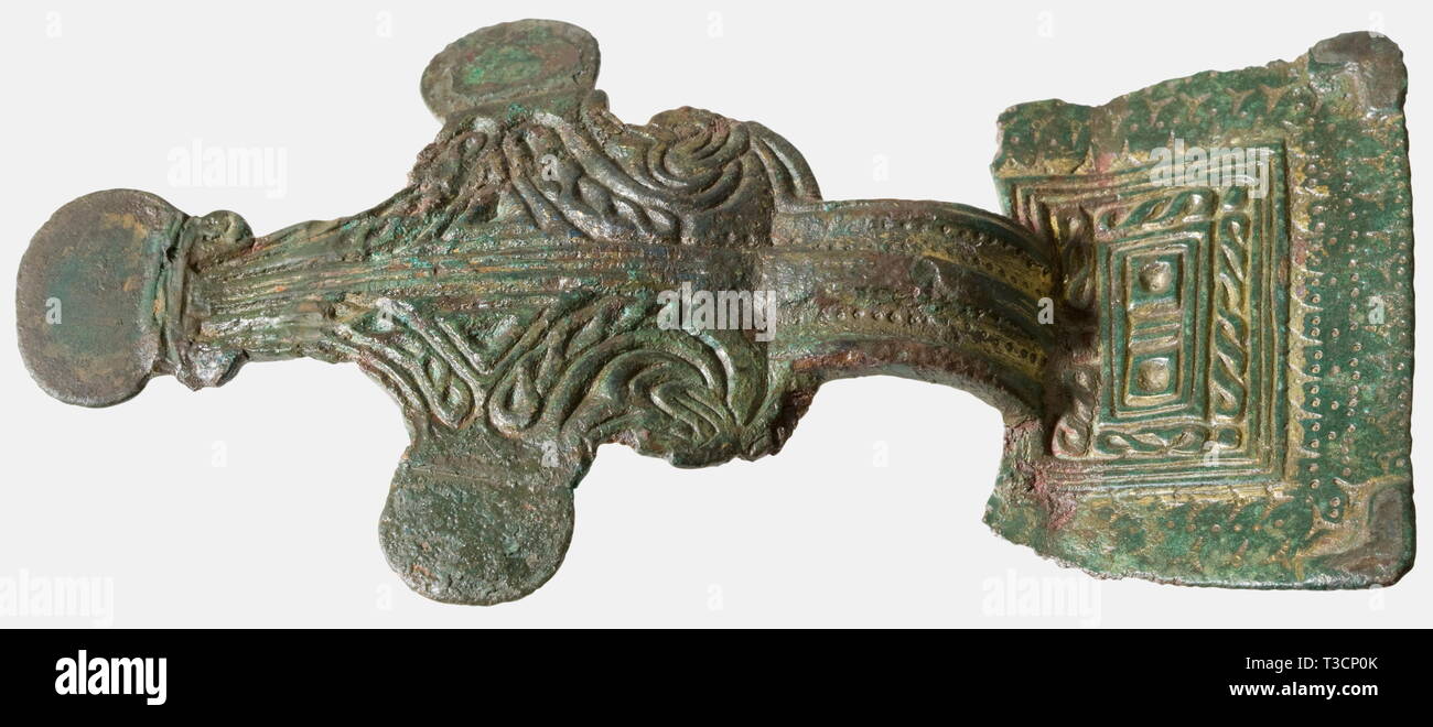 A large splendid fibula, Anglo-Saxon, 6th century A.D. Bronze with ...