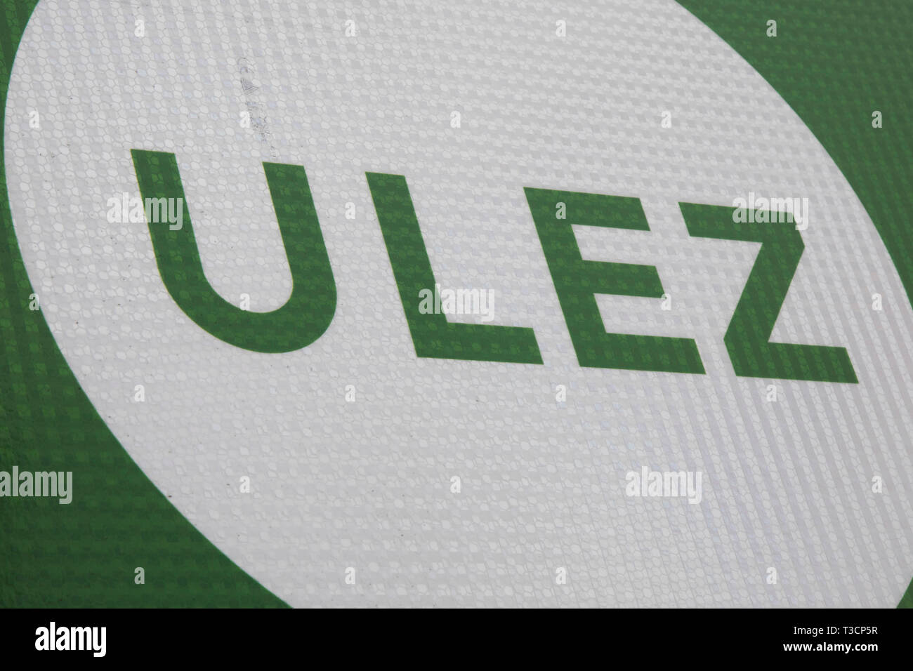 Sign for the new Ultra Low Emission Zone, also known as ULEZ on April 8 ...
