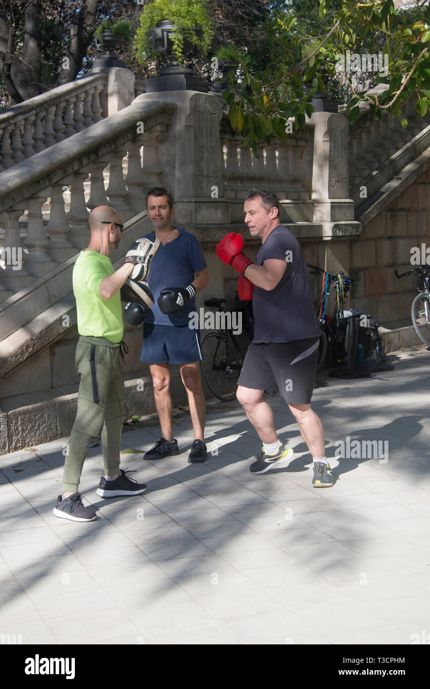 Men boxing practice outdoors Stock Photo - Alamy
