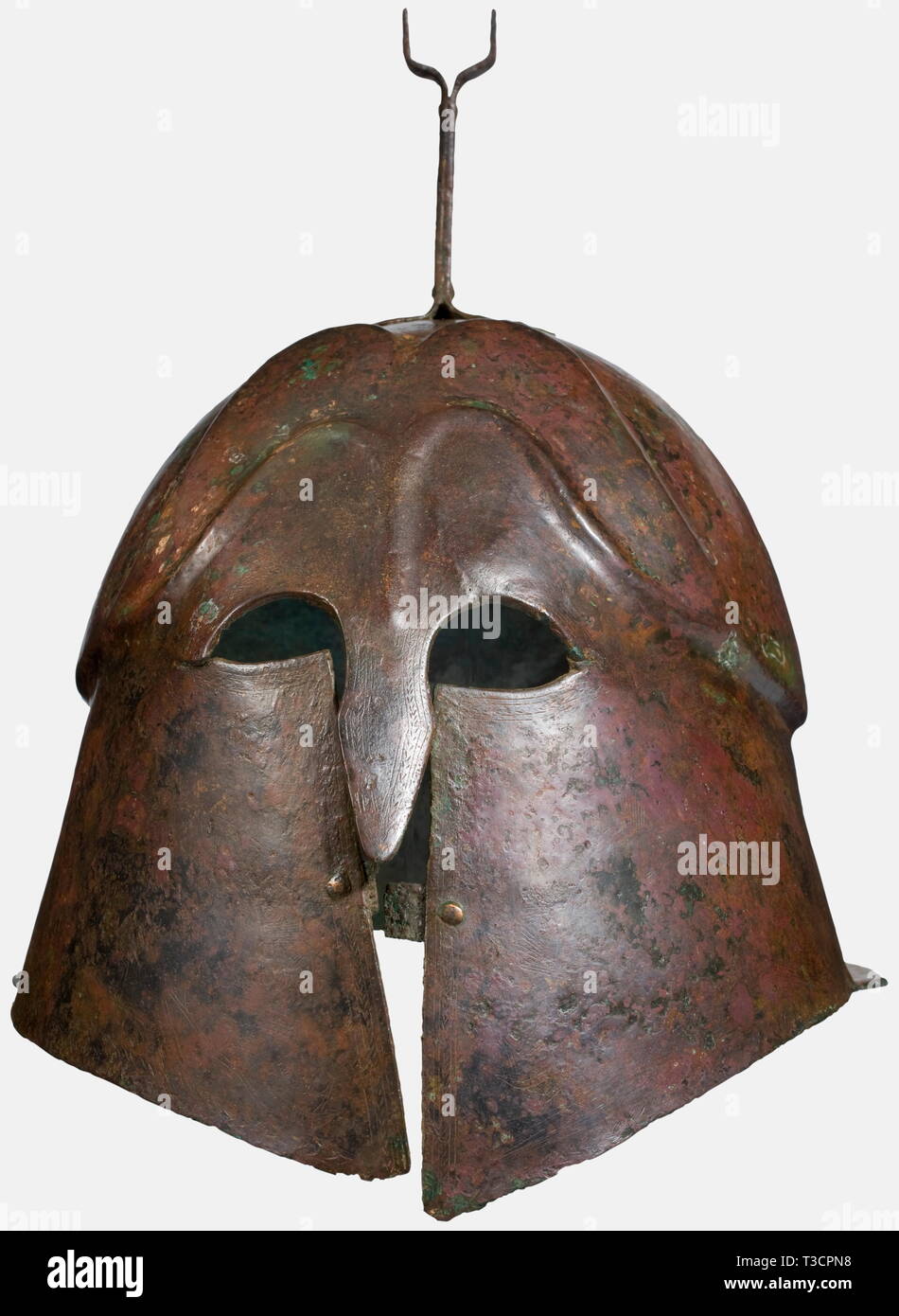 An Apulian-Corinthian helmet, 5th century B.C. A bronze helmet with a ...