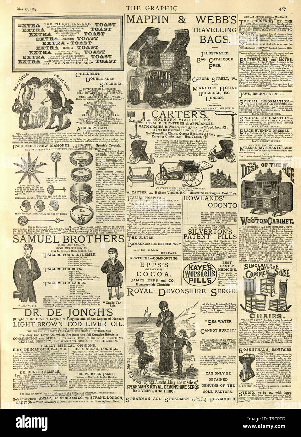 Page of adverts from the Graphic Illustrated Newspaper, 1884 Stock ...