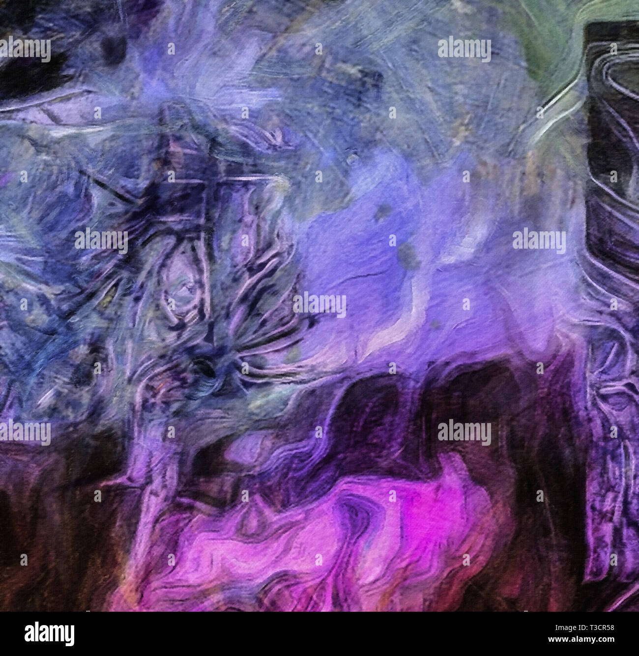 Abstract Painting. Brush strokes mostly in violet blue Stock Photo - Alamy