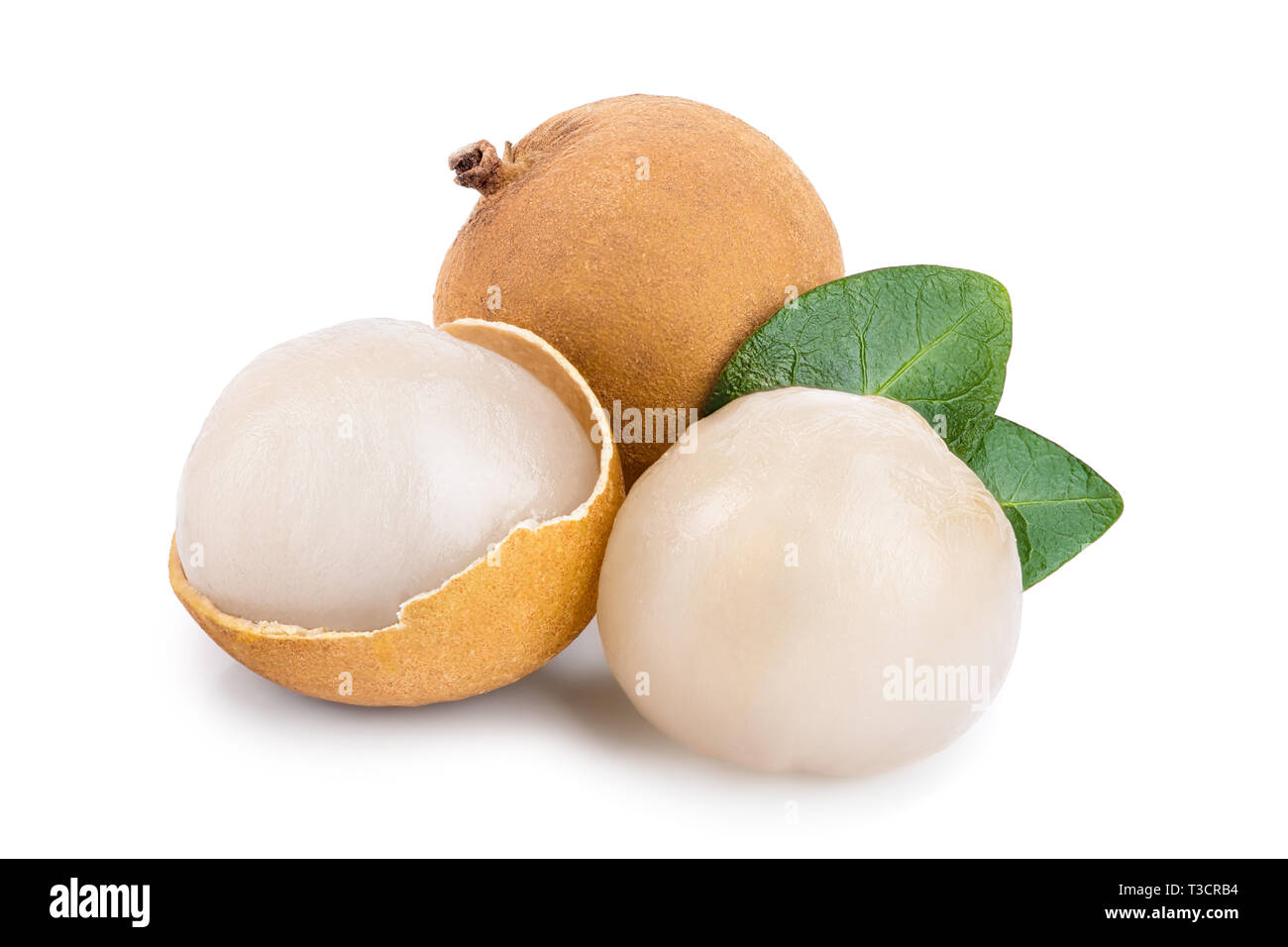 Fresh longan fruit with leaves isolated on white background Stock Photo ...
