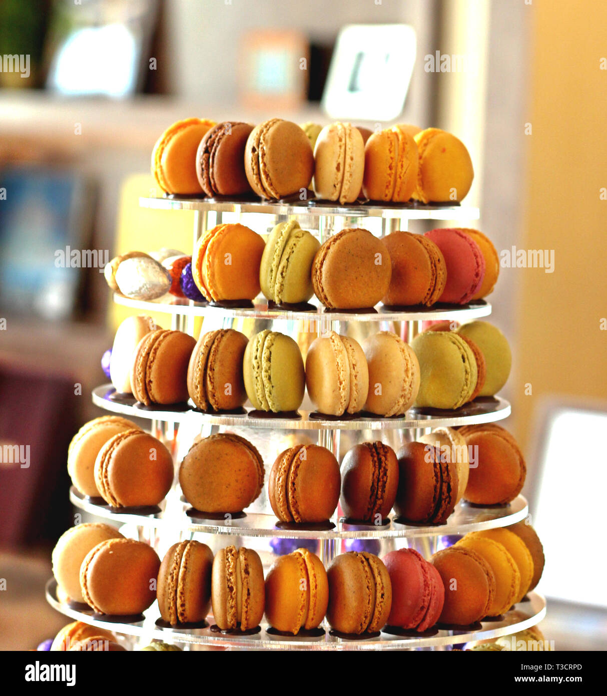 assorted macaroon tower Stock Photo - Alamy
