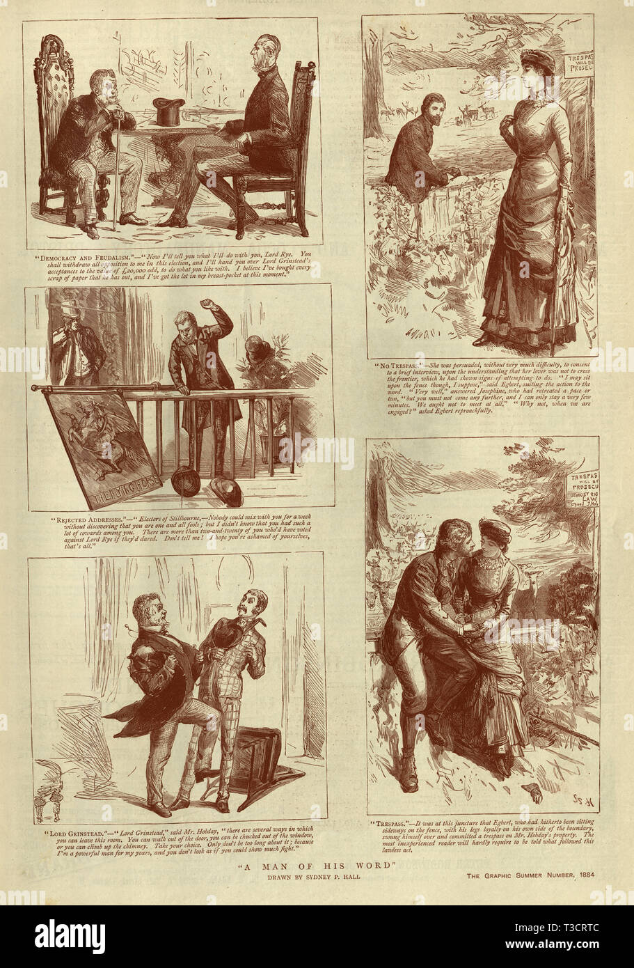 Vintage engraving of Victorian illustrated story, A man of his word, by ...