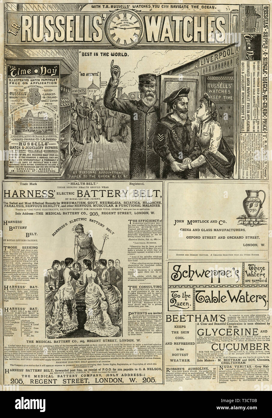 Page of adverts from the Graphic illustrated newspaper, 1884, 19th ...