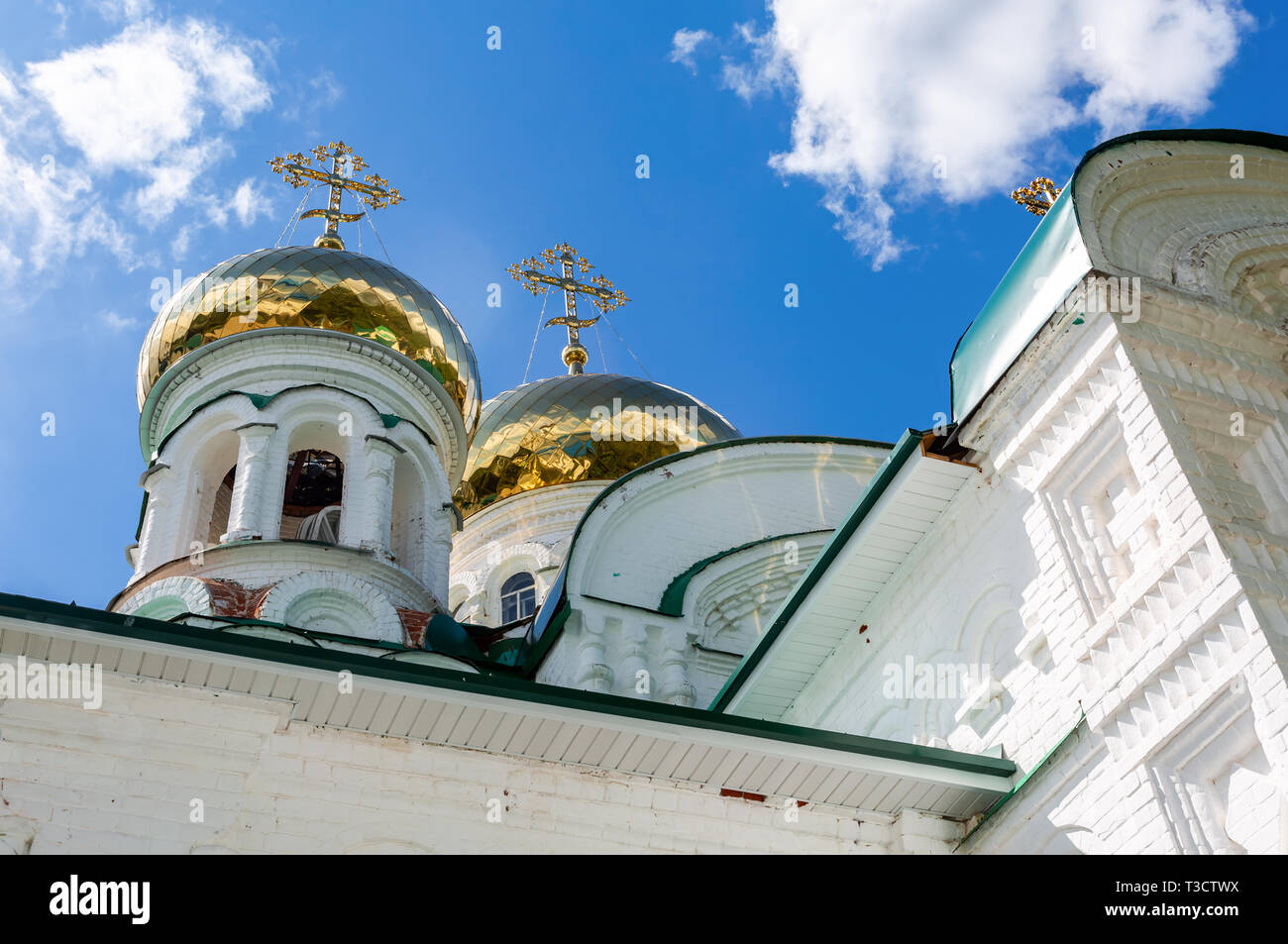 Raifa Bogoroditsky monastery, Kazan. Golden domes of the Holy Trinity ...