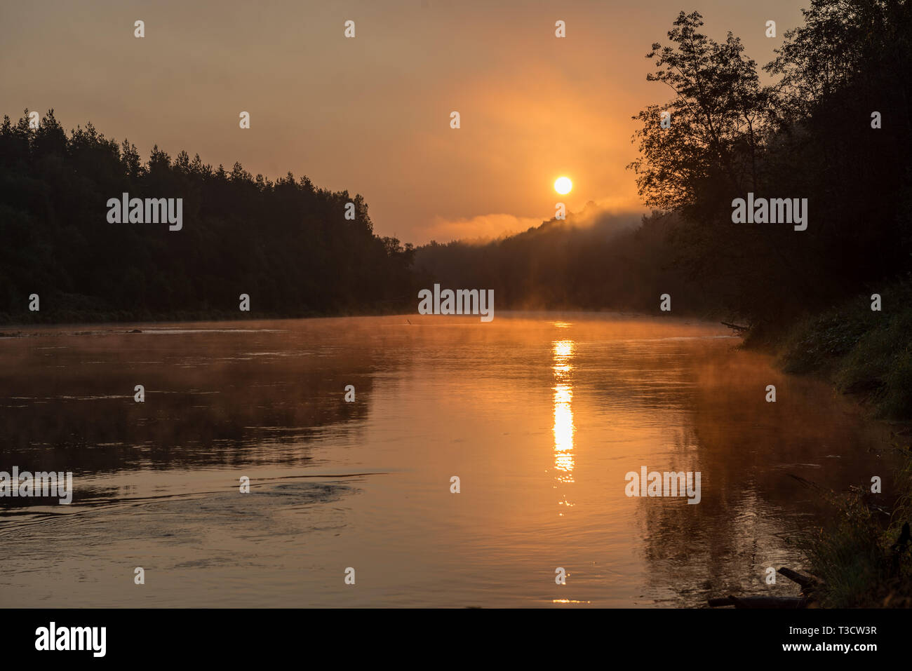 colorful sunset on the river on summer night Stock Photo - Alamy