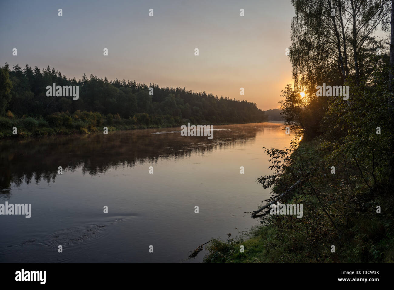 colorful sunset on the river on summer night Stock Photo - Alamy