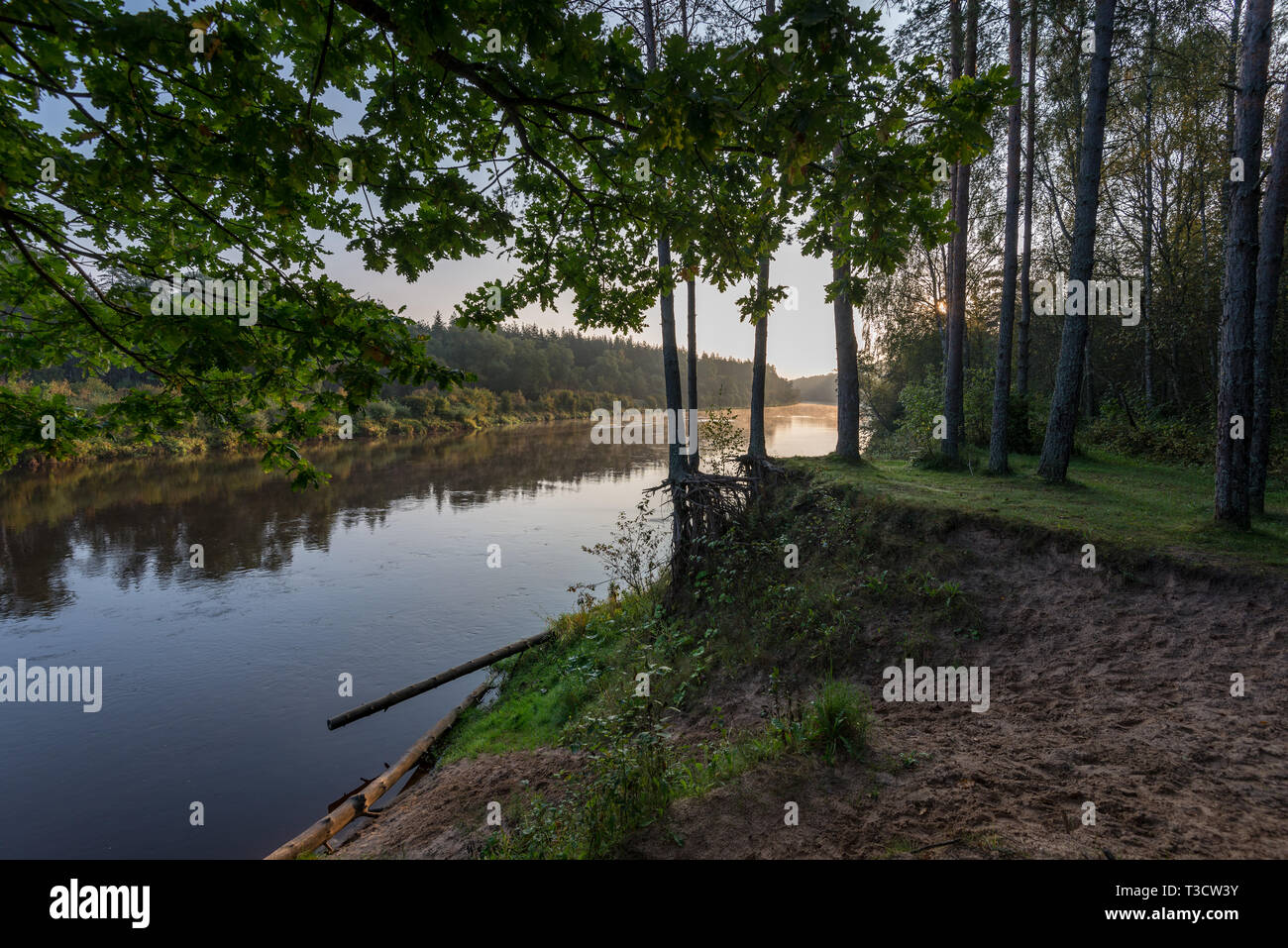 colorful sunset on the river on summer night Stock Photo - Alamy