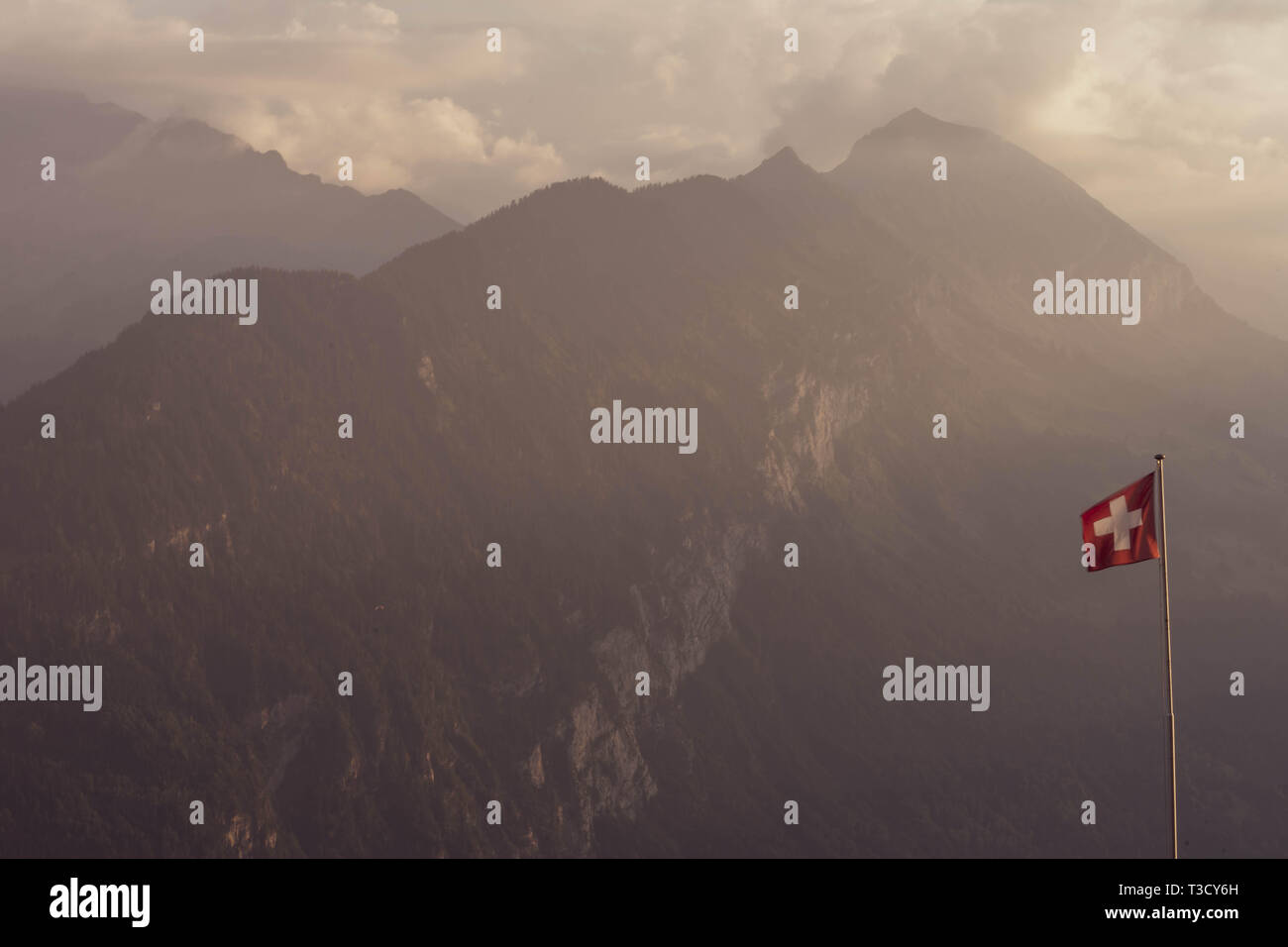 Swiss flag alps mountains hi-res stock photography and images - Alamy