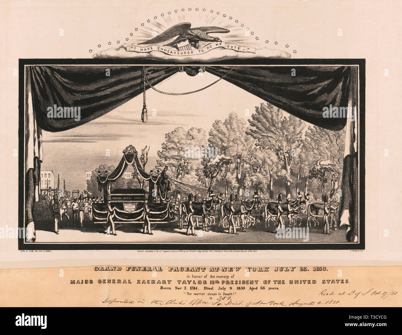 Grand Funeral Pageant at New York July 23, 1850, in honor of the Memory ...