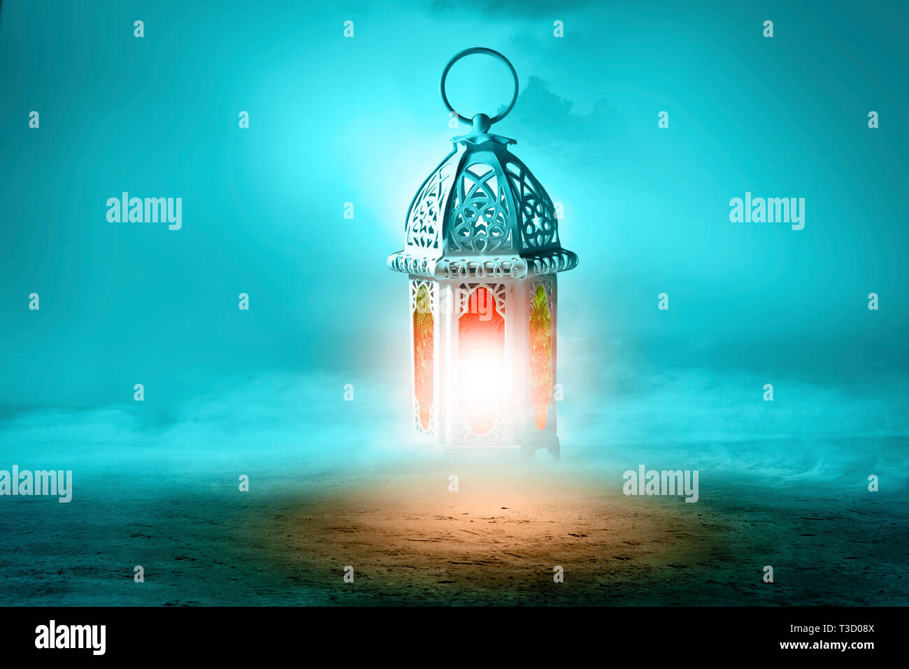Arabic lamp with beautiful light. Islamic concept image for ramadan ...