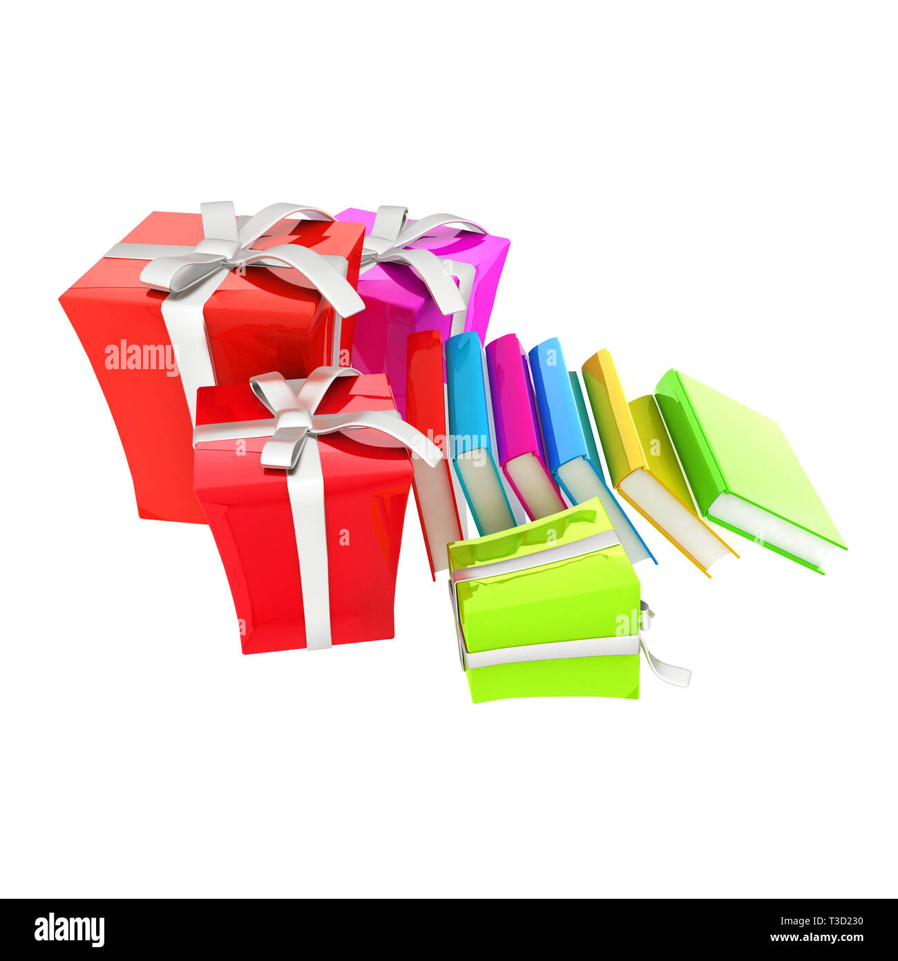 Gifts and books. 3d illustration Stock Photo - Alamy