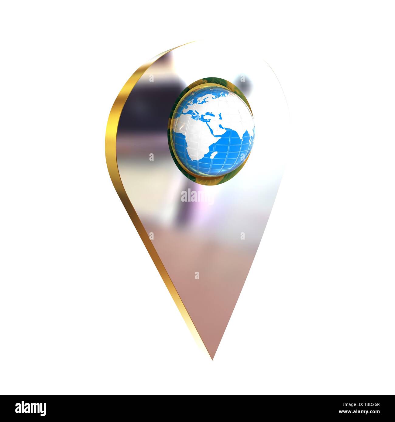 Realistic 3d pointer of map with Earth. Global concept. 3d illustration ...