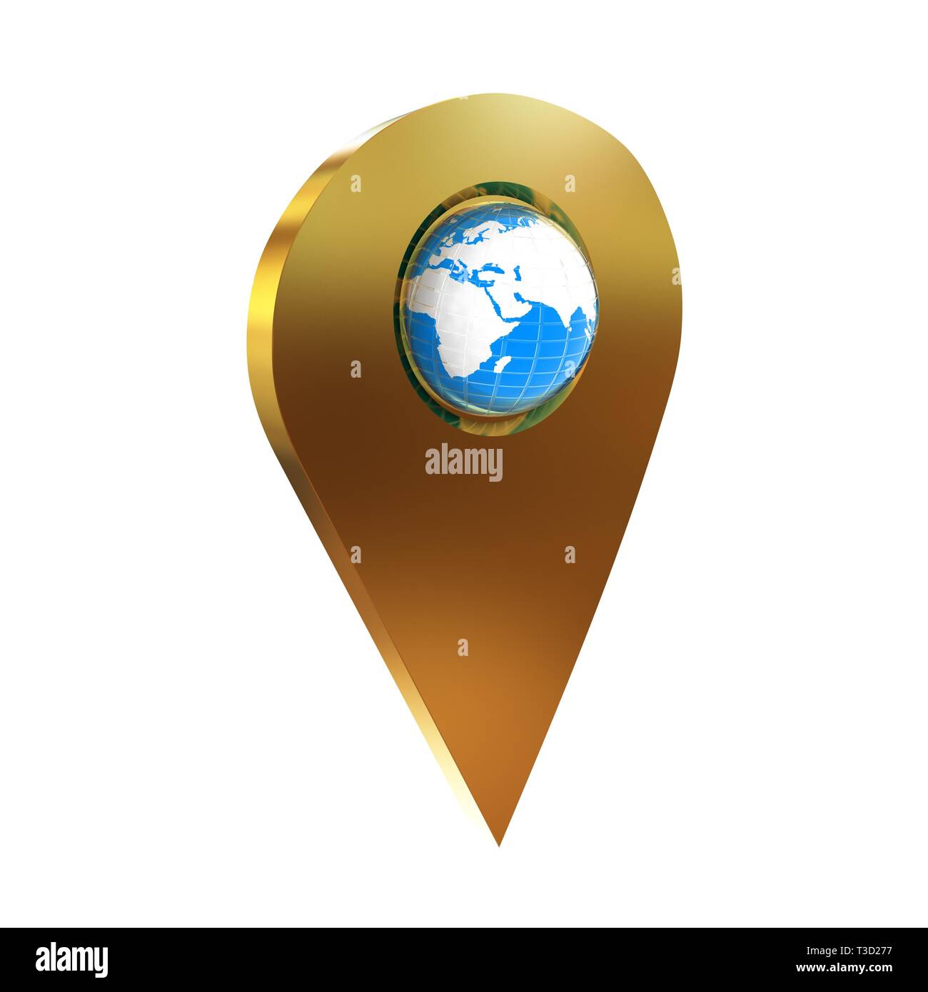 Realistic 3d pointer of map with Earth. Global concept. 3d illustration Stock Photo - Alamy