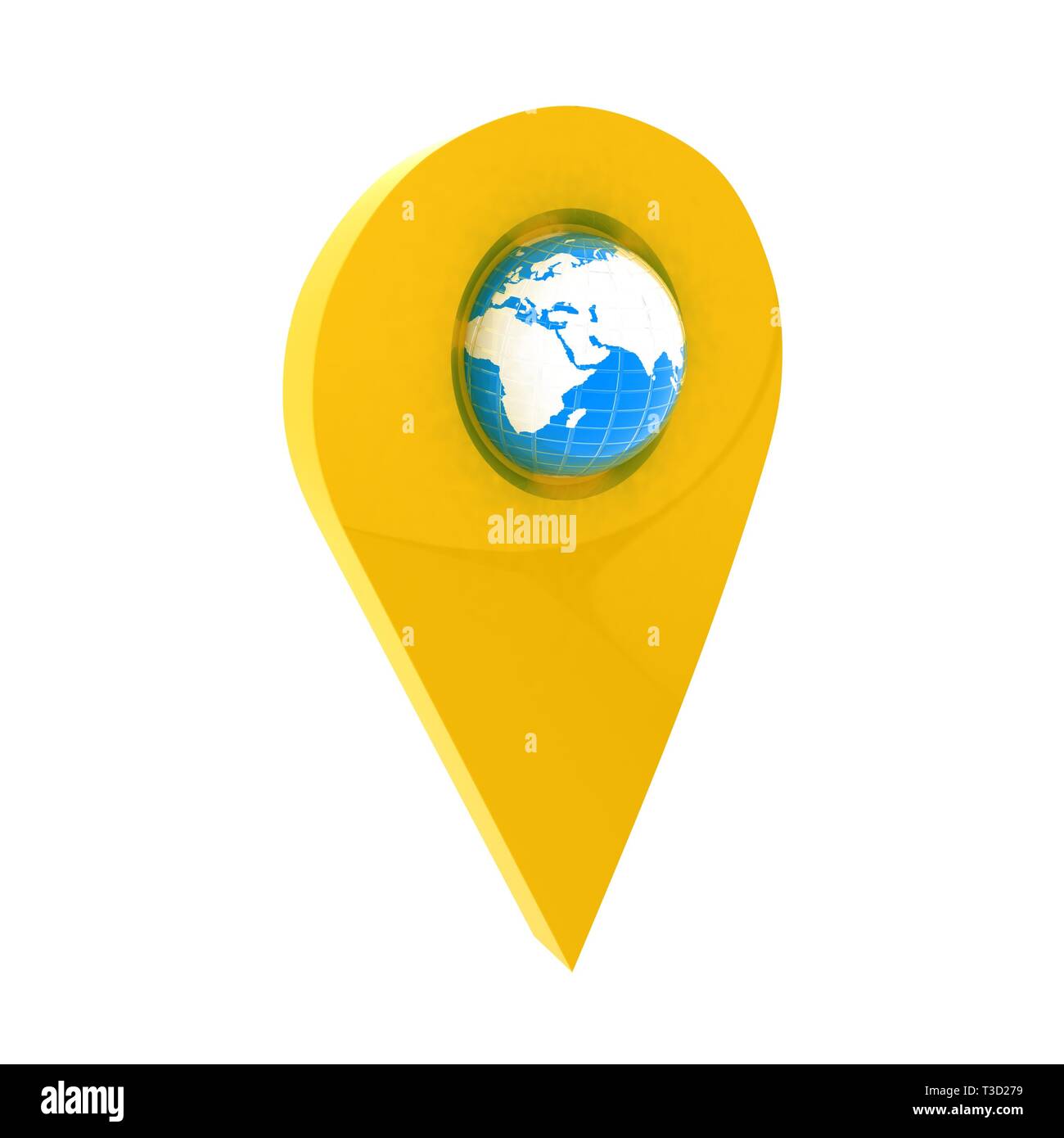 Realistic 3d pointer of map with Earth. Global concept. 3d illustration Stock Photo - Alamy
