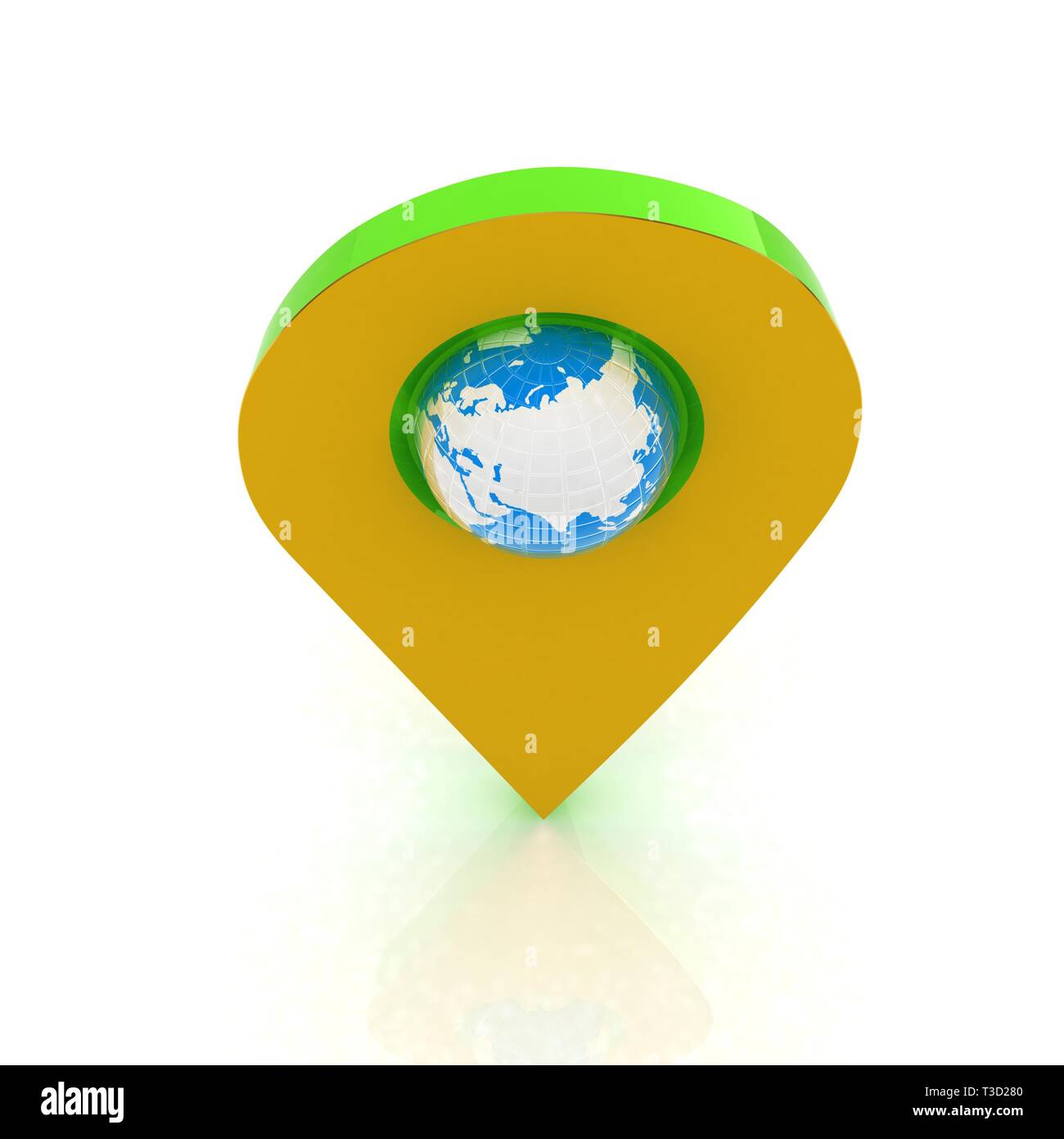 Realistic 3d pointer of map with Earth. Global concept. 3d illustration ...