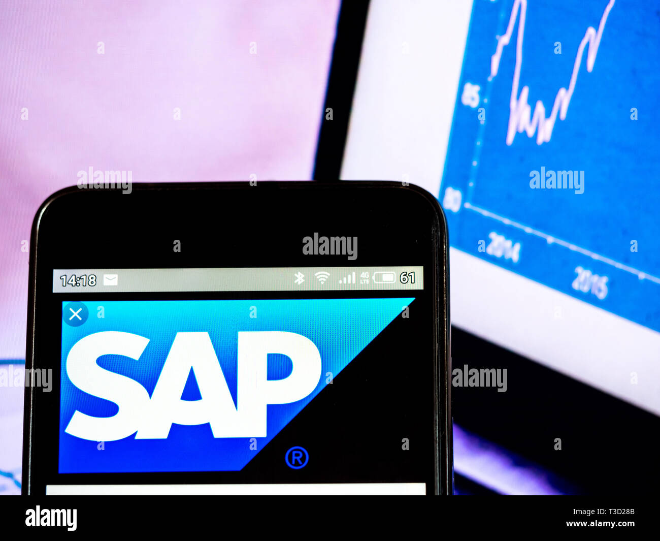 In this photo illustration a SAP SE logo seen displayed on a smart phone Stock Photo - Alamy