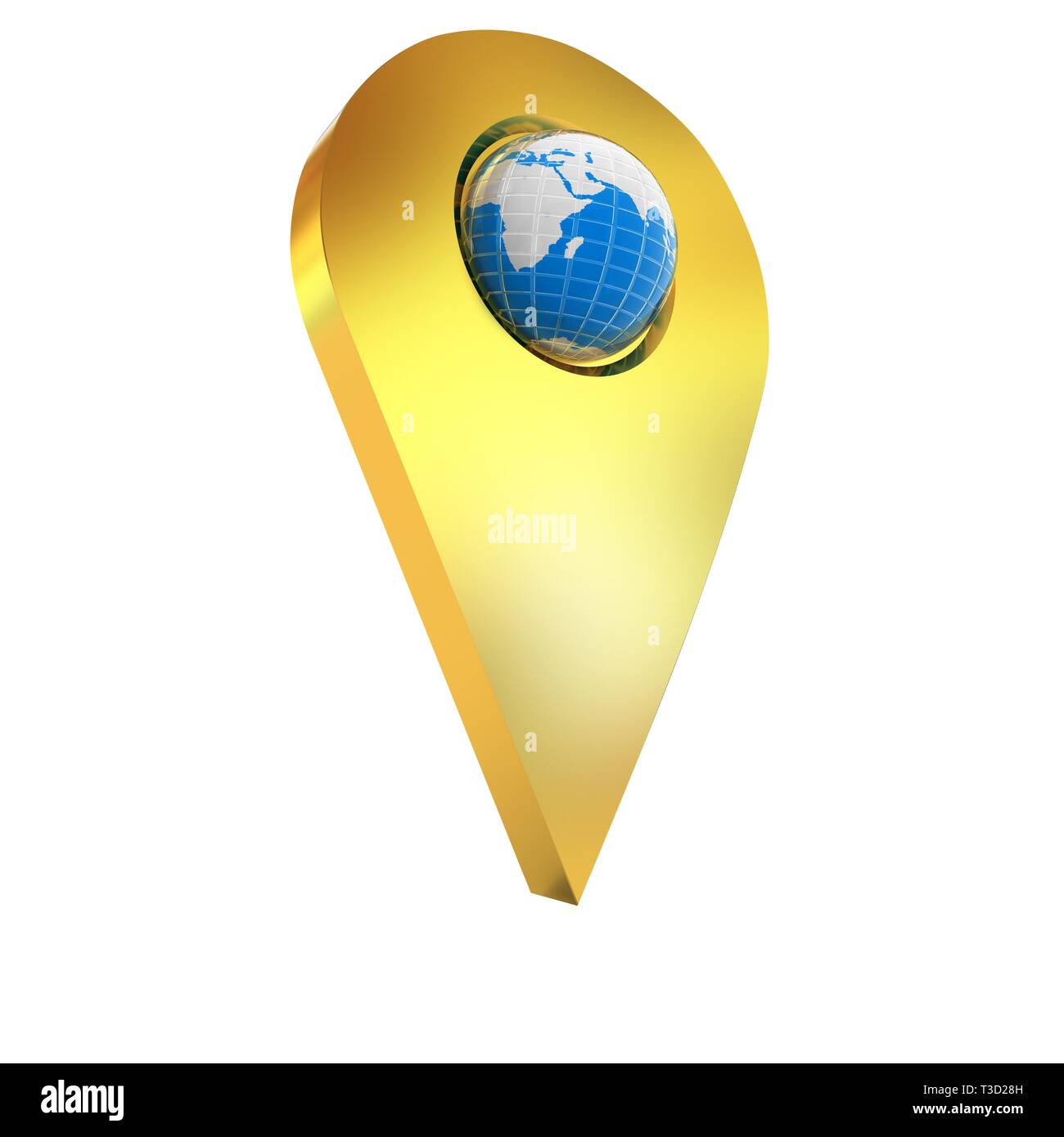 Realistic 3d pointer of map with Earth. Global concept. 3d illustration Stock Photo - Alamy