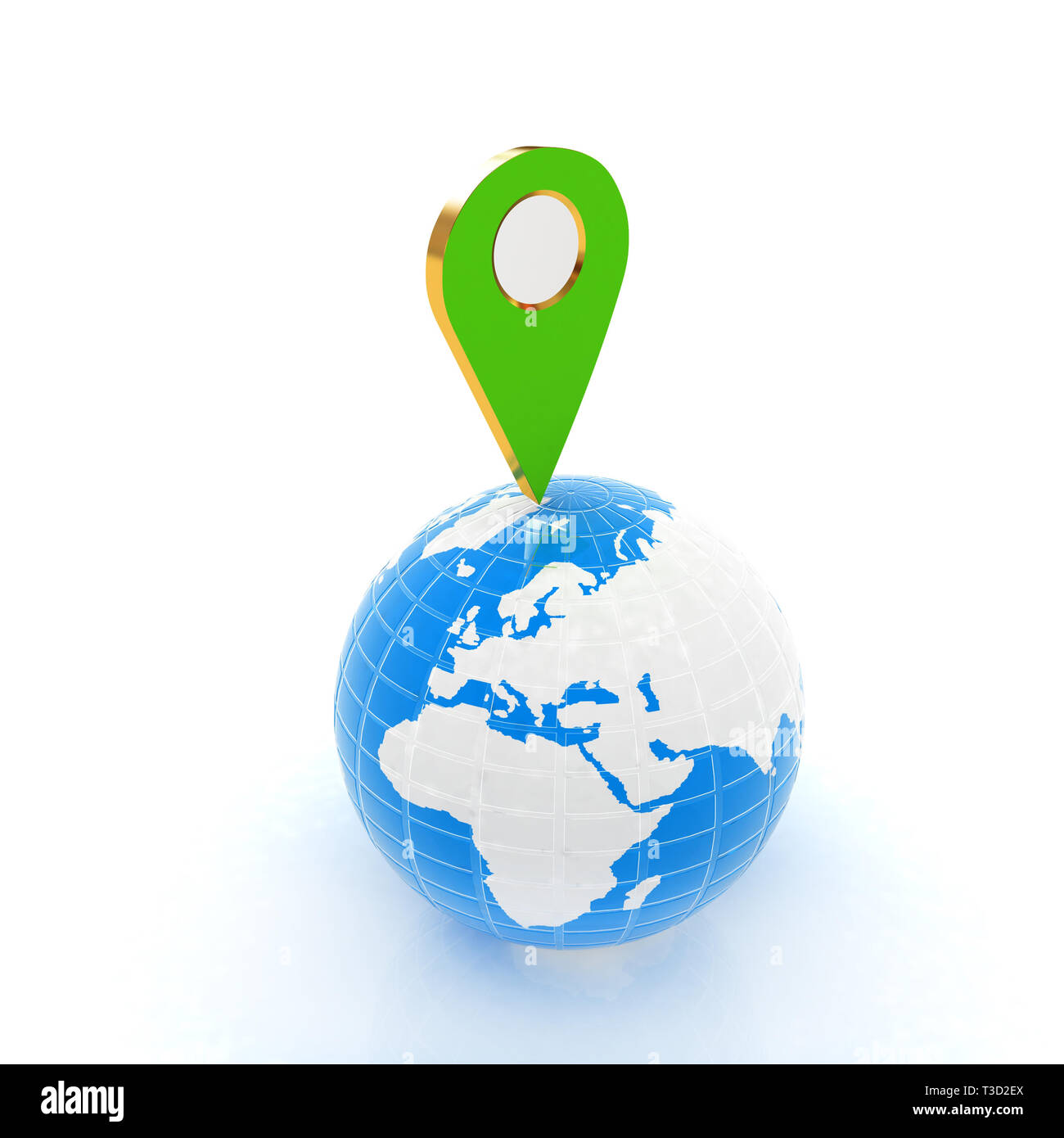 Planet Earth and map pins icon. 3d illustration Stock Photo - Alamy