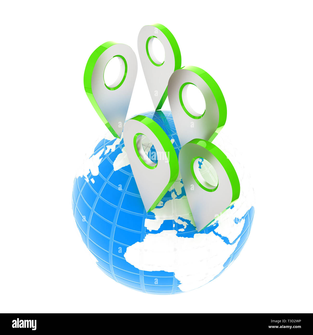 Planet Earth and map pins icon. Earth globe and colorful map labels ...