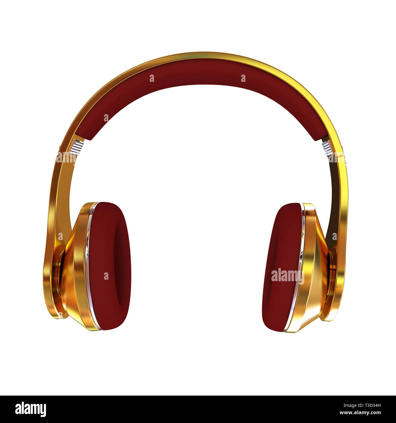 Golden headphones. 3d illustration Stock Photo - Alamy