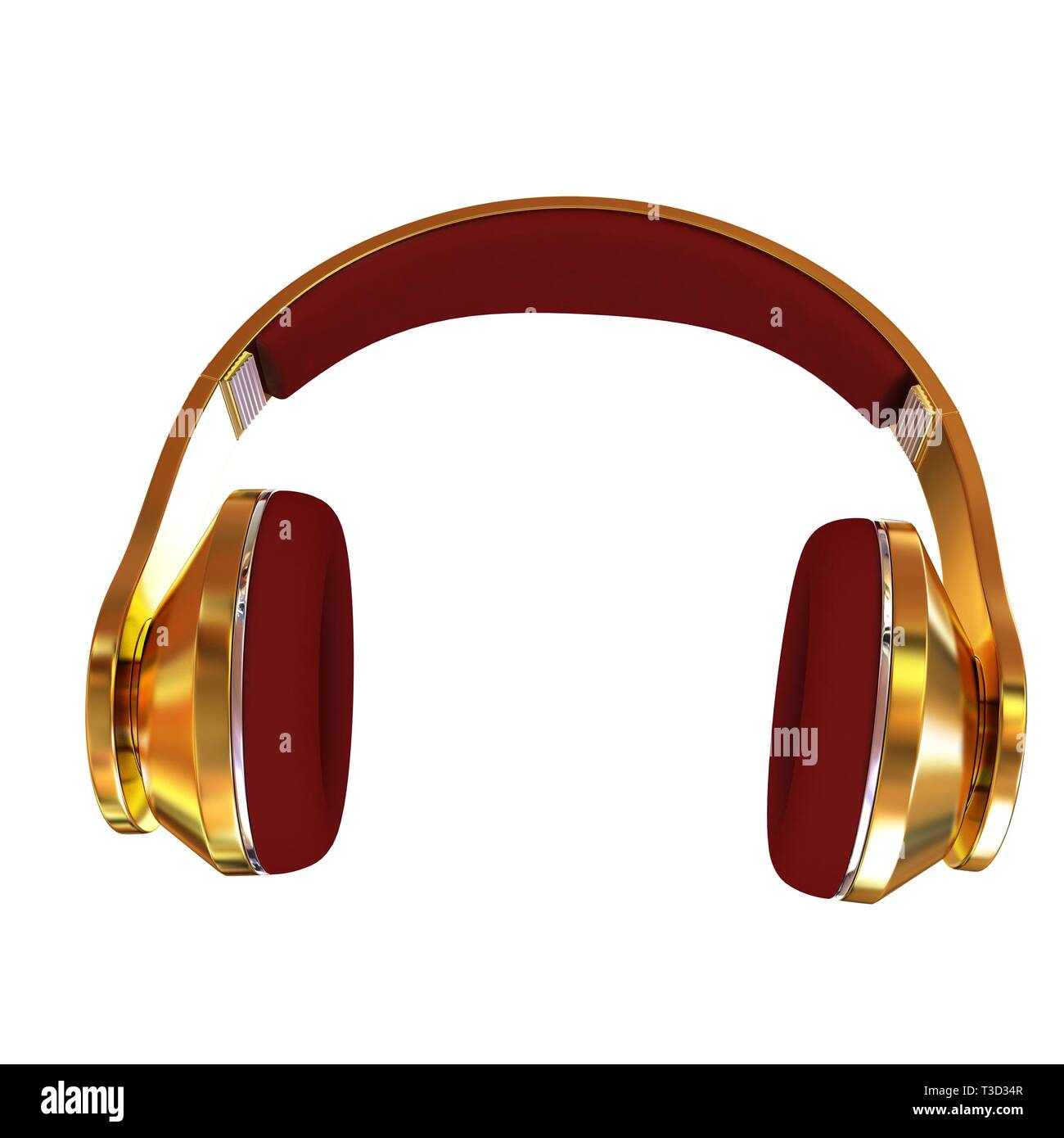 Golden headphones. 3d illustration Stock Photo - Alamy