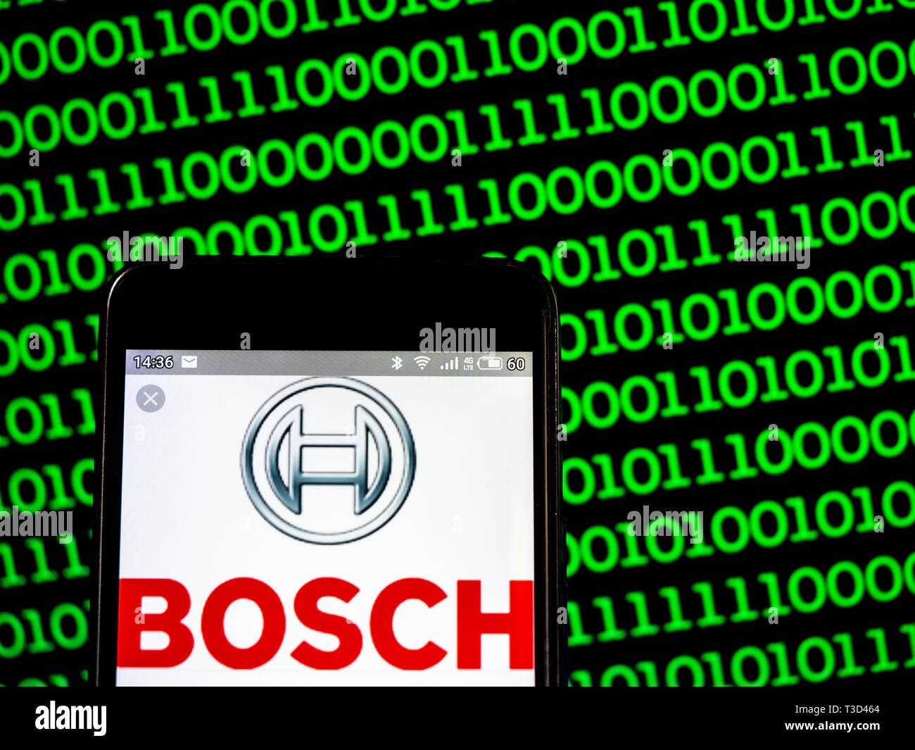In this photo illustration a Bosch logo seen displayed on a smart phone ...