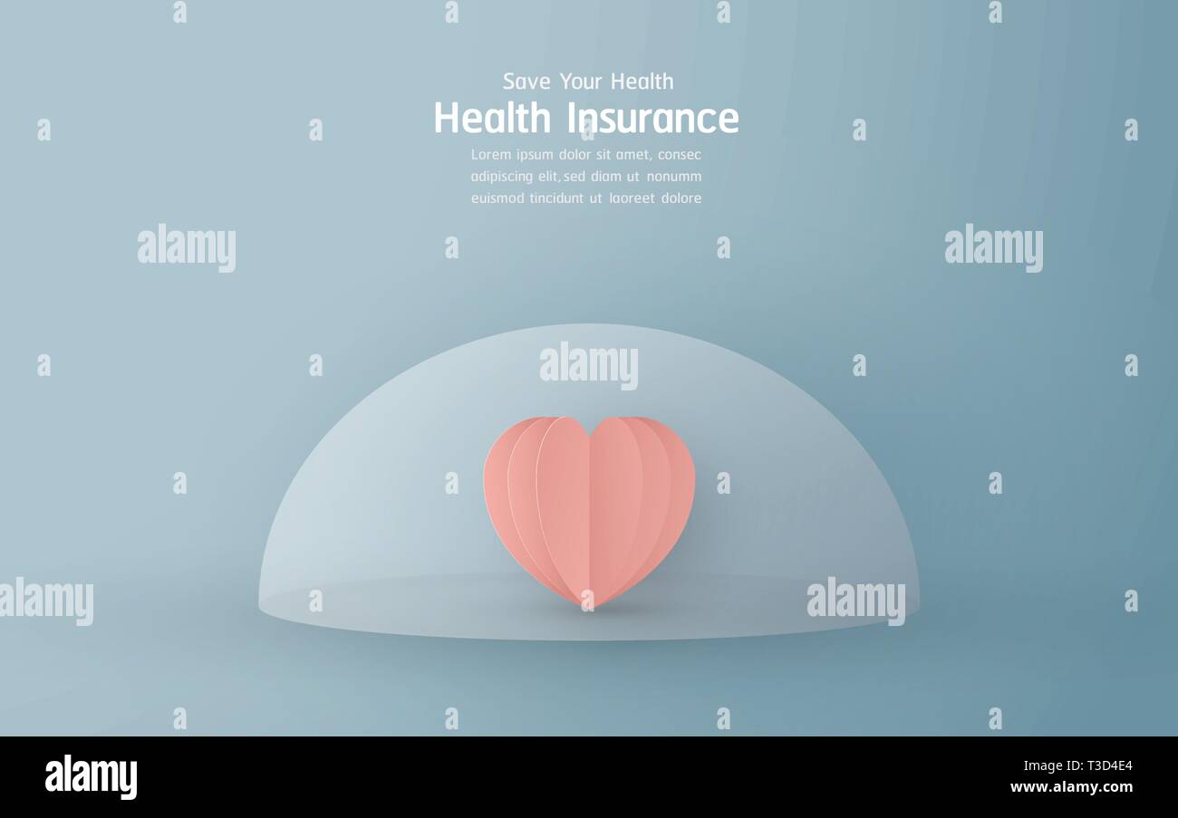 Vector illustration in concept of health insurance. Template design is ...