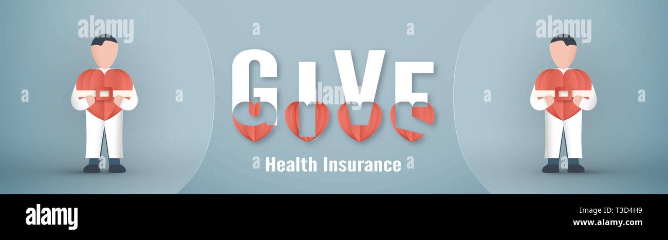 Vector illustration in concept of health insurance. Template design is ...