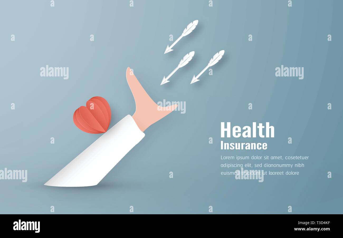 Vector illustration in concept of health insurance. Template design is ...